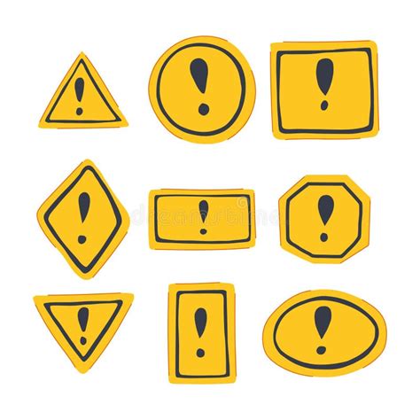 Ilustración Vectorial Del Conjunto De Signos De Advertencia Amarillos