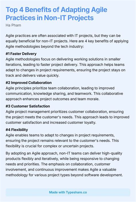 Top 4 Benefits Of Adapting Agile Practices In Non It Projects Ha Pham