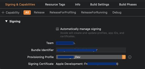 Certificate X Provisioning X Signing Development Manual Version Setup
