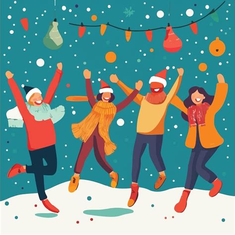 Joyful Vector Illustration Of A Holiday Party Celebration Vector