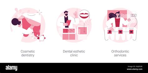 Smile Treatment Abstract Concept Vector Illustration Set Cosmetic