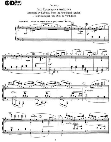 Debussy Sex Epigraphes Antique 1 Piano钢琴谱 环球钢琴网