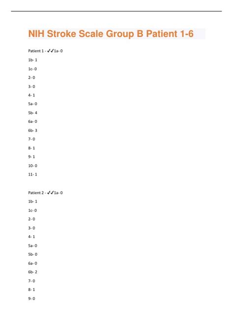 NIH Stroke Scale Group B Patient Questions And Answers Solved Correct NIH Stroke