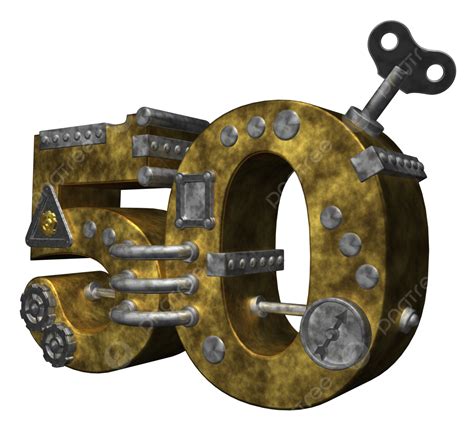 Number Fifty Steampunk Character Numeral Symbol PNG Transparent
