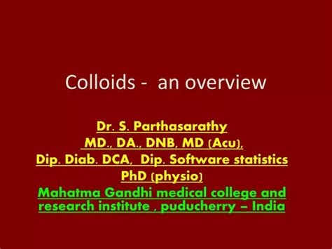 Ppt Colloids An Overview Powerpoint Presentation Free Download