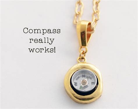 Working Compass Necklace Floral Gold Compass Necklace Reversible