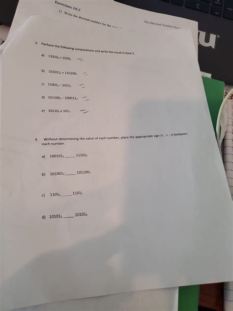 Solved Exercises Write The Decimal Number For The Chegg