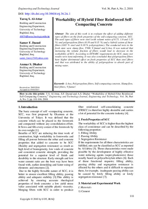 Pdf Workability Of Hybrid Fiber Reinforced Self Compacting Concrete