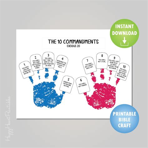10 Commandments Handprint Craft Printable Etsy
