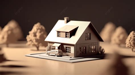 갈색 단색 소형 주택 모델 3d 렌더링의 부동산 집 모델 집을 팔다 저당 배경 일러스트 및 사진 무료 다운로드 Pngtree