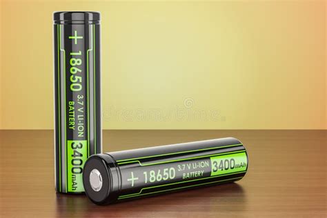 18650 Batterie Ricaricabili Sulla Tavola Di Legno 3d Dello Li Ione Si
