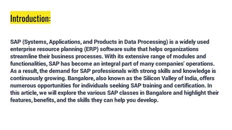 Ppt Sap Classes In Bangalore A Comprehensive Guide To Enhance Your