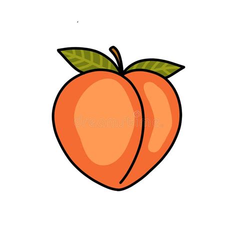 Peach Doodle Icon Vector Color Line Illustration Stock Vector