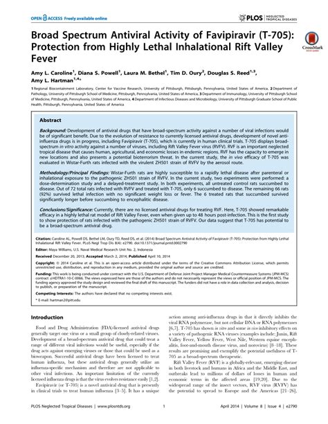 Pdf Broad Spectrum Antiviral Activity Of Favipiravir T 705
