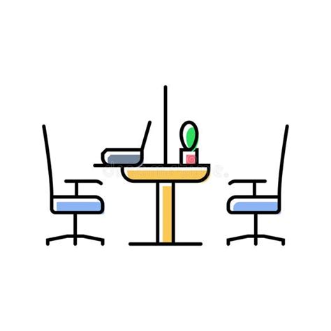 Shared Workspace Table Hybrid Work Color Icon Vector Illustration Stock