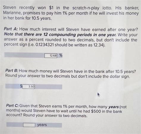 Solved Steven Recently Won 1 In The Scratch N Play Lotto