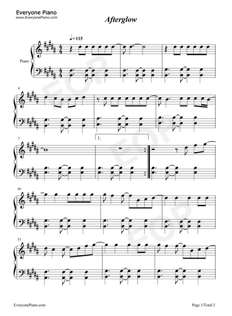 Afterglow 簡單版 Ed Sheeran五線譜預覽