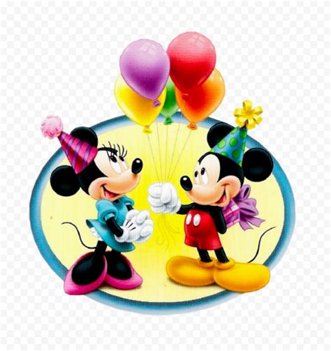 Mickey And Minnie Mouse Holding Ballons PNG Citypng