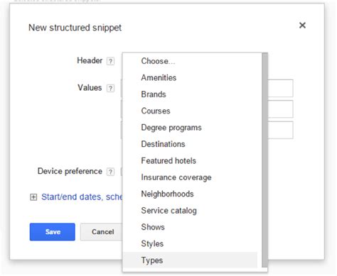Google Adwords Structured Snippet Extensions Kumo