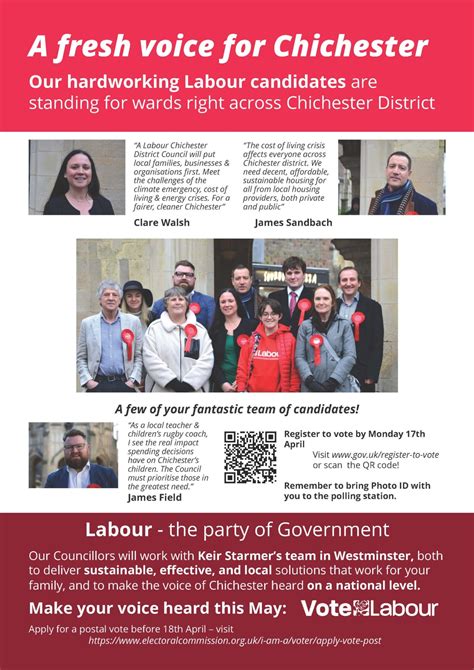 Chichester Local Election Campaign Launch Leaflet Chichester Labour Party