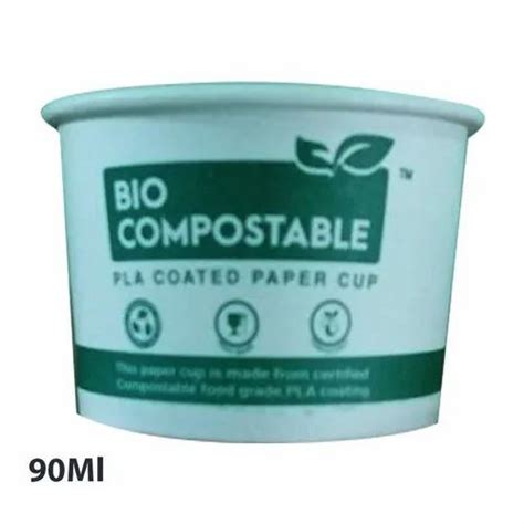 White 90ml Bio Compostable Printed Paper Cup At Rs 1piece In