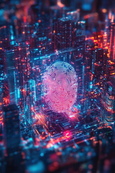 Digital Fingerprint A Floating Fingerprint Icon Projected In