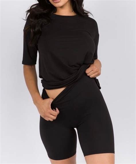 Black Spandex Biker Short Set Etsy