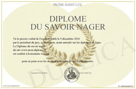 Diplome Du Savoir Nager