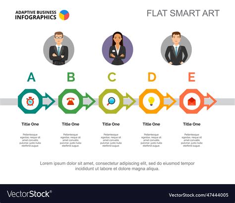 Five Stages Teamwork Chart Slide Template Vector Image