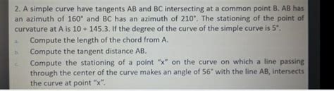 Solved 2 A Simple Curve Have Tangents AB And BC Chegg