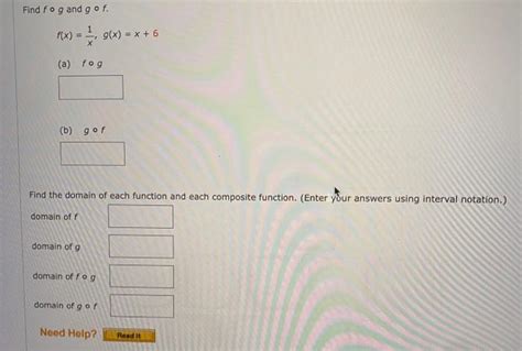 Solved Find F∘g And G∘f F X X1 G X X 6 A F∘g B G∘f