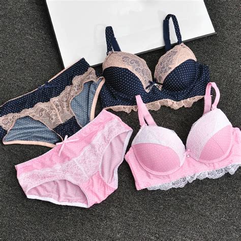 Japanese Sweet Young Girls Lace Lingerie Set Thin Cup Pad Push Up Women