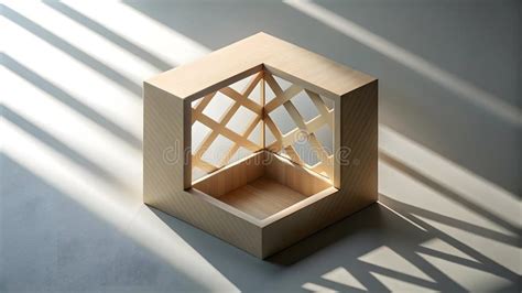 Wooden Cube With Lattice Design Stock Illustration Illustration Of