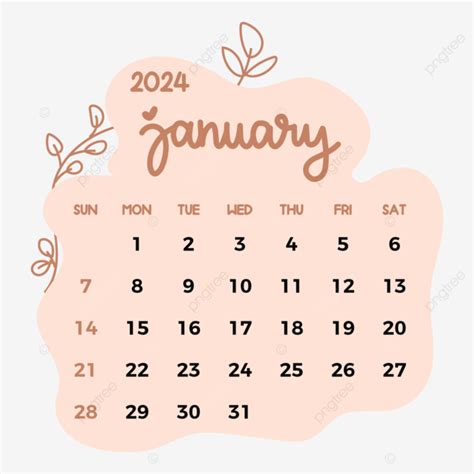 Calendario 2024 Enero Vector De Estilo Vintage PNG Dibujos Enero 2024