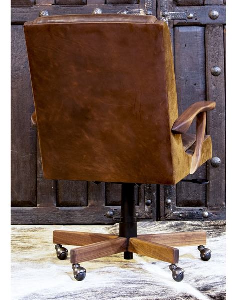 Braxton Desk Full Grain Leather Office Chair Brown Modern Rustic