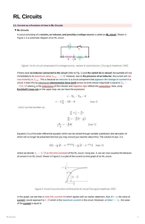 SOLUTION RL Circuits Studypool