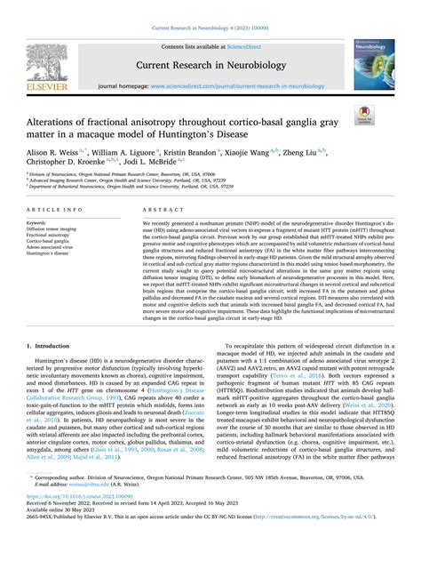Pdf Alterations Of Fractional Anisotropy Throughout Cortico Basal