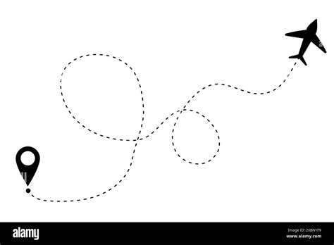Itinerary Dashed Trace Heart Shape Line Airplane Flight Dotted Path Romantic Aircraft
