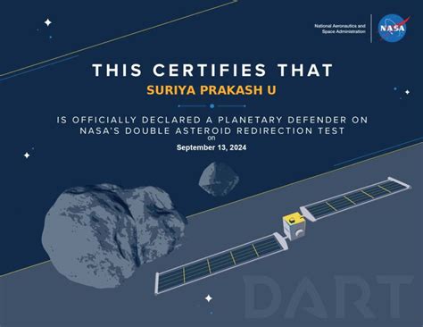 Suriya Prakash U On Linkedin Dart Nasa Planetarydefense