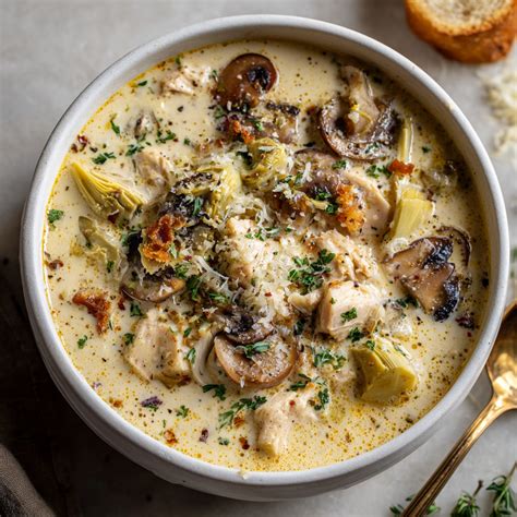 Creamy Chicken Artichoke Soup Feastical