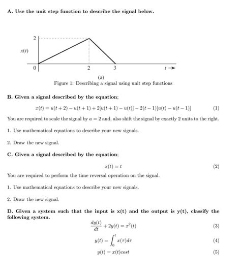 Solved A Use The Unit Step Function To Describe The Signal