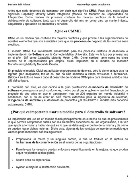 Cmmi Y Moprosoft Pdf Software Ingeniería De Software
