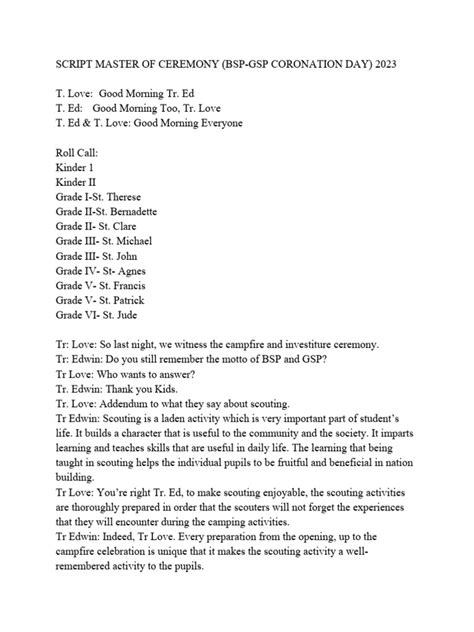 Script Master Of Ceremony Bsp Gsp Pdf