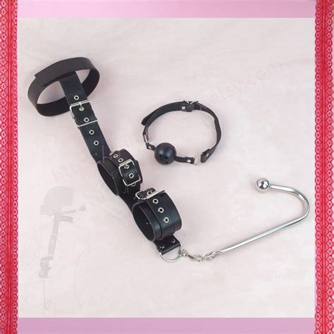 Sex Bondage Collar With Anal Hook Bdsm Slave Leather Neck To Etsy