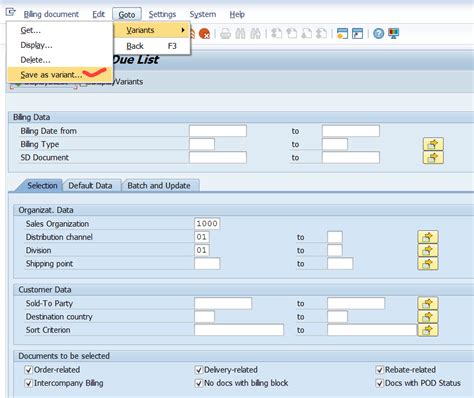 Report Variant Transport Sapcodes