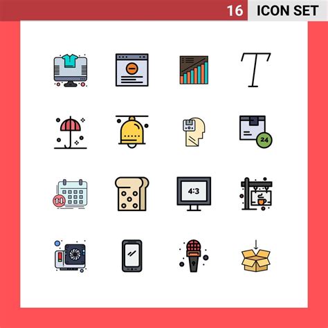 16 Thematic Vector Flat Color Filled Lines And Editable Symbols Of Umbrella Safety Graph