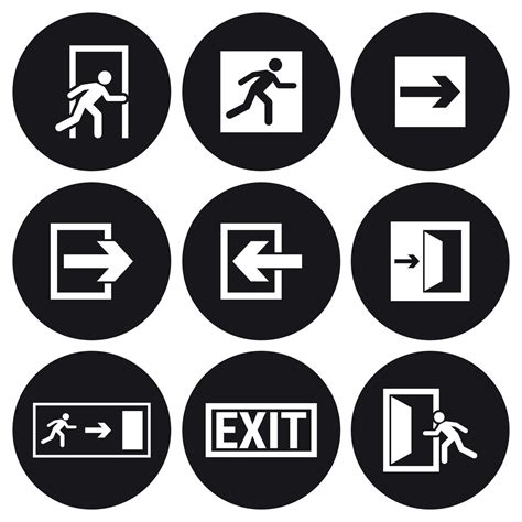 Exit Icons Set White On A Black Background Vector Art At Vecteezy