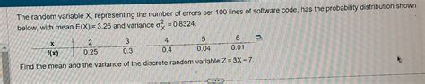 Solved The Random Variable X Representing The Number Of