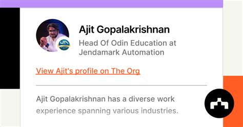 Ajit Gopalakrishnan Head Of Odin Education At Jendamark Automation
