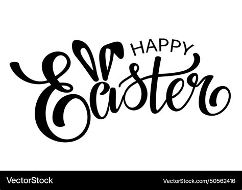 Happy Easter Black Lettering With Bunny Ears Vector Image